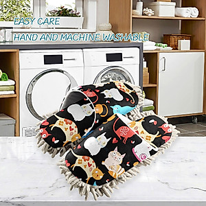 Colored Cats Mop Slippers Shoes Cover for Floor Cleaning Washable Dirty Hair Dust Cleaners Microfiber Mop Socks for Office Kitchen House