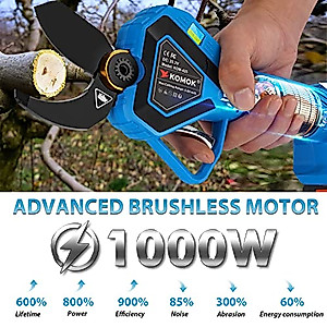 KOMOK Professional Cordless Electric Pruning Shears Secateurs, Smart Garden Orchard Tools 2 Rechargeable 2Ah Battery Tree Branch Pruner with Power Display 42mm/1.65", 8-10 Working Hours
