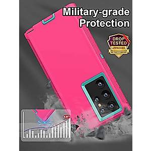Danhon Samsung Galaxy S22 Ultra Case 6.8" - Heavy Duty Military Grade Protection, Shockproof, Camera Lens Protectors (Pink/Blue)
