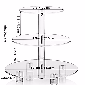 3 Tier Cake Stands, Bhbuy Transparent Round Acrylic Macaron Multifunction Display Cupcake Stands for Wedding Christmas Birthday Party Bakery Decor