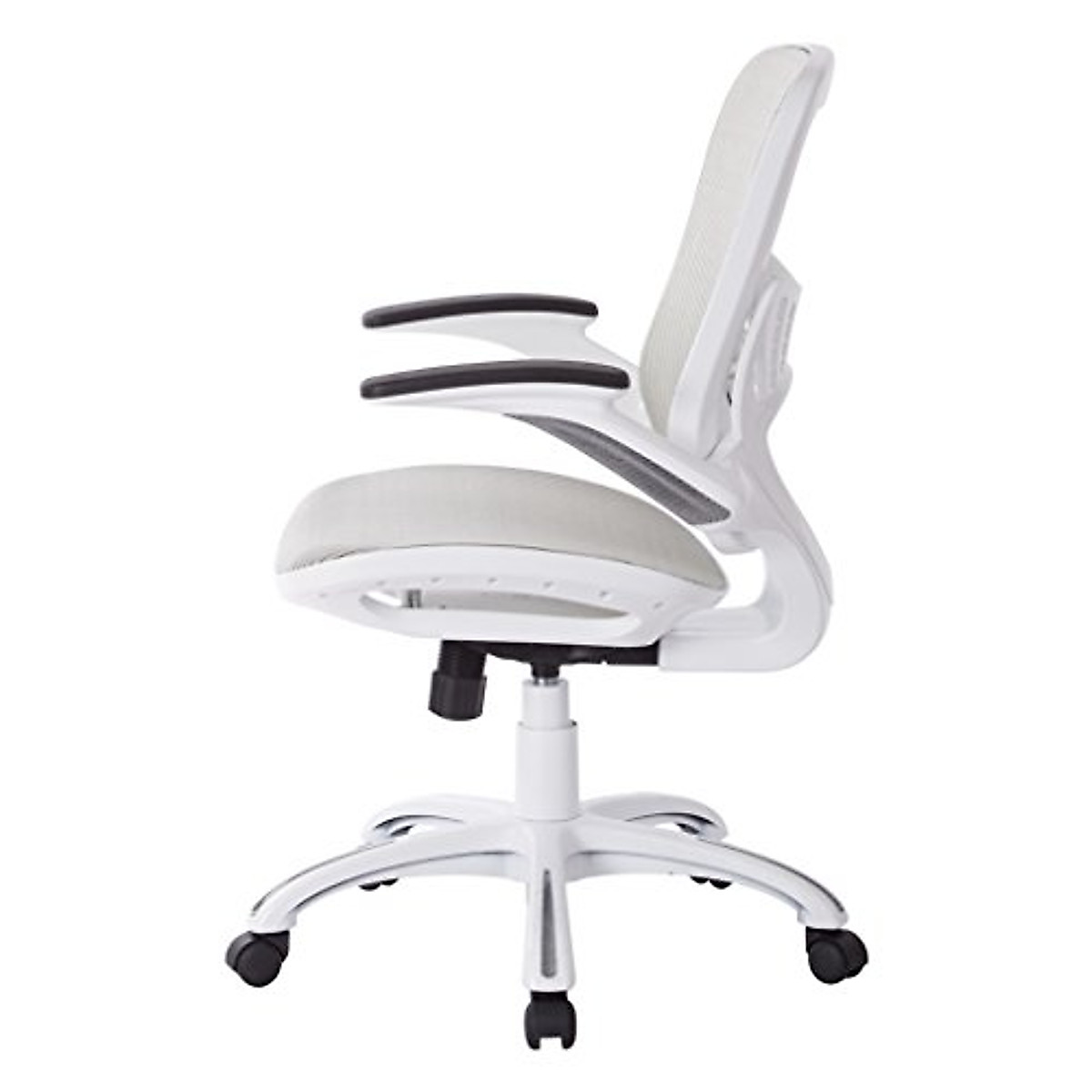 Office Star Ventilated Manager's Office Desk Chair with Breathable Mesh Seat and Back, White Base, White