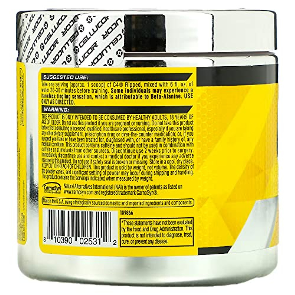 Cellucor C4 Ripped Pre Workout Powder Cherry Limeade | Creatine Free + Sugar Free Preworkout Energy Supplement for Men & Women | 150mg Caffeine + Beta Alanine + Weight Loss | 30 Servings