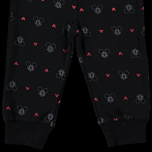 Disney Mickey Mouse Newborn Baby Boys 4 Piece Outfit Set: Bodysuit Pants Bib Hat Red/Black 3-6 Months