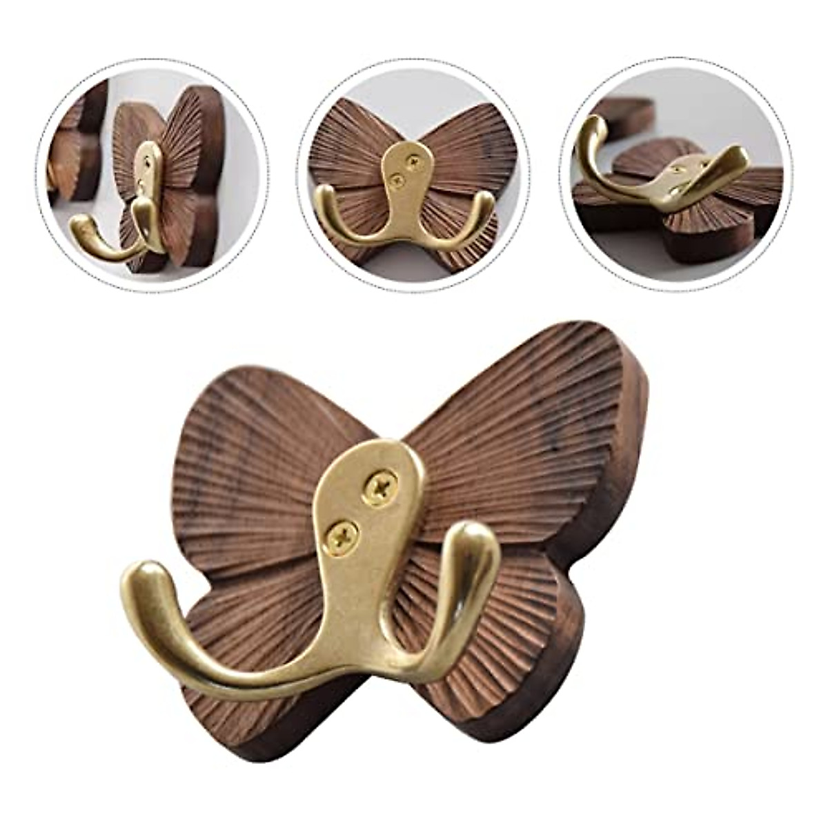 Alipis 3 pcs Hangers Storage Hooks Mounted Practical Balcony Retro Utility Robe Hanging Wall-Mounted Hardware Towel Scarf Wall Wooden Handbag Hat for Purse Natural Shape Rack