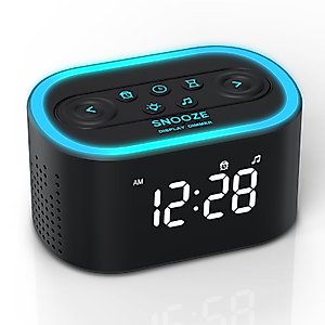 Reacher Digital Alarm Clock & White Noise Sound Machine, 21 Soothing Sounds, 7 Wake Up Sounds, 8 Night Lights, 32-Level Volume, 9 Sleep Timer, Memory Function for Adult, Kid, Bedside, Bedroom