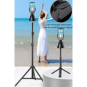 Selfie Stick Tripod 360°Rotation Auto Smart Face & Object Tracking Cell Phone Tripod Holder for Video Recording, Work with Tripod for iPhone Android