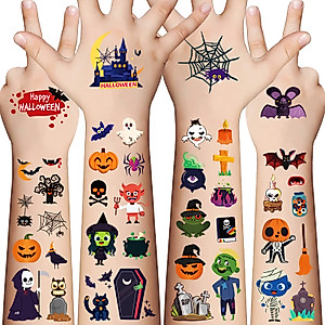 Halloween Temporary Tattoos for Kids - 360 Pieces Bulk Halloween Trick or Treat Fake Tattoos for Boys and Girls Halloween Prizes Assorted Goodies Party Favor for Kids Goody Bag Stuffers 20 Sheets