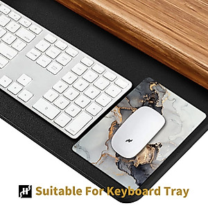 Hokafenle Small Mouse Pad, Mini Mousepad with Washable Lycra Cloth, Computer Mouse Pads for Wireless Mouse, Non-Slip Rubber Base Mousepads (6 x 8 Inch, Black Gold Marble)