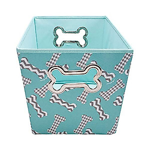 Paw Prints 38075 Bones Design Fabric Pet Toy Bin, 14.5" L x 10" W x 10" H