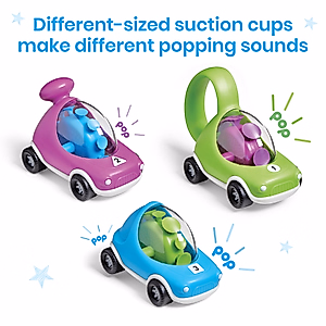 Hand2Mind Popping Fidget Cars - Suction Cup Toys for Fine Motor Skills, Toddler & Preschool Sensory Play, Anxiety Relief (Set of 3)