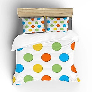 Aluy's boutique Colorful Circles Twister Game Ultra Soft Bedding Sets Microfiber Fabric Bedroom Decor Duvet Cover, Queen Size 3 Pieces with 1 Duvet Cover and 2 Pillowcases