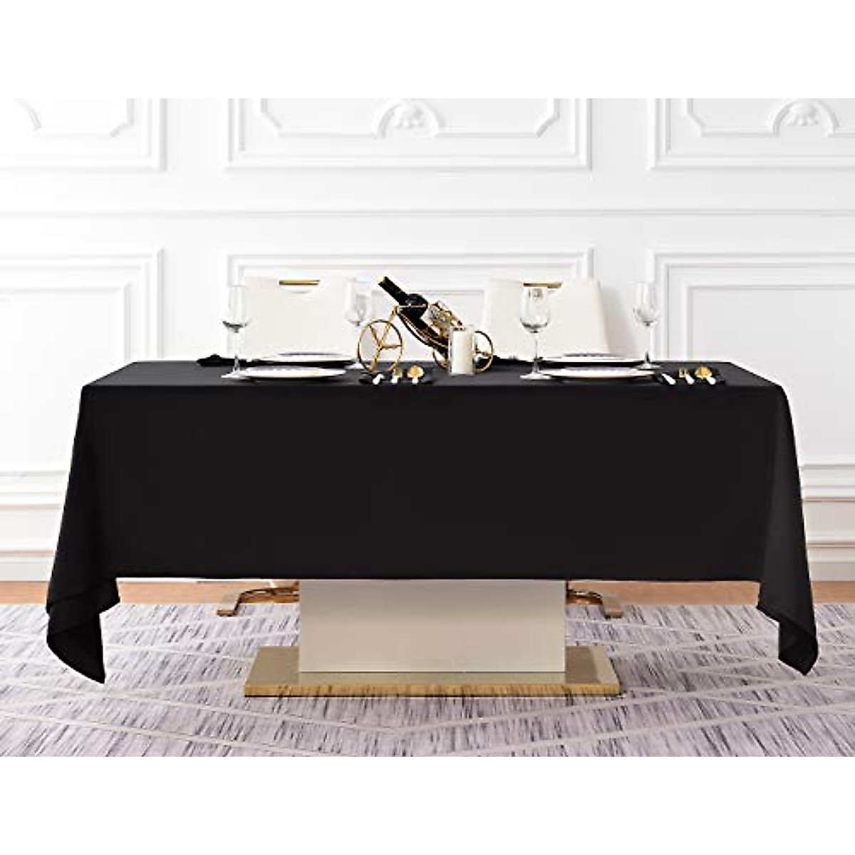 Surmente Tablecloth 60 x 102-Inch Rectangular Polyester Table Cloth for Weddings, Banquets, or Restaurants (Black) … …
