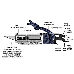 Gerber Gear 31-003741 Prybrid X, Pocket Knife with Utility Knife and Prybar, Urban Blue