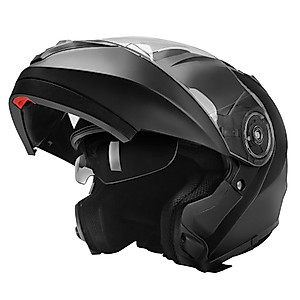 JAGASOL DOT Flip Up Modular Full Face Motorcycle Helmet with Dual Visor for Adult Men and Women, DOT Approved(Matte Black,M)