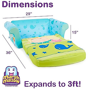 Marshmallow Furniture, Cocomelon 3-in-1 Slumber Sofa Baby Lounger, Convertible Kids Couch, Sofa Bed & Foam Toddler Nap Mat with Attached Blanket