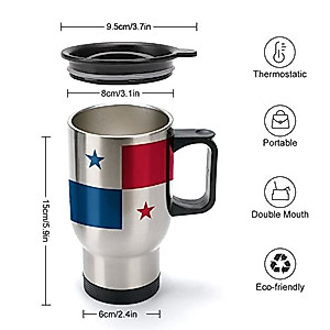 Flag of Panama 14 Oz Travel Coffee Mug Stainless Steel Vacuum Insulated Cup with Lid