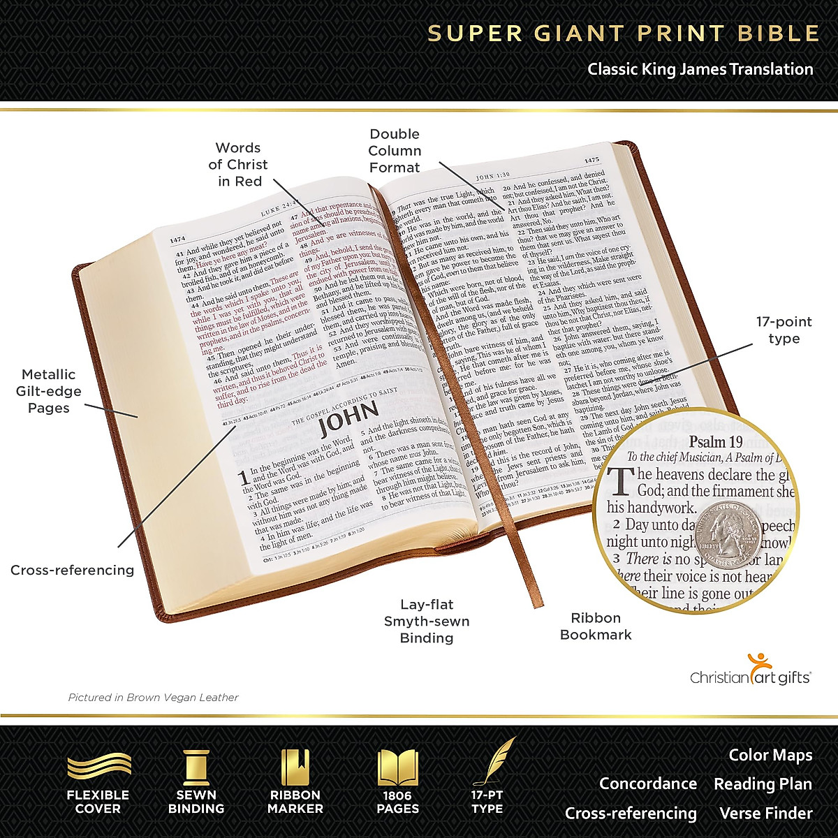 KJV Holy Bible, Super Giant Print Faux Leather Red Letter Edition - Ribbon Marker, King James Version, Purple (KJV Super Giant Print Editions)