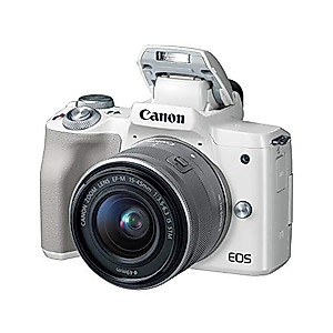 Canon EOS M50 Mirrorless Camera Kit w/EF-M15-45mm Lens and 4K Video (White) (Renewed)