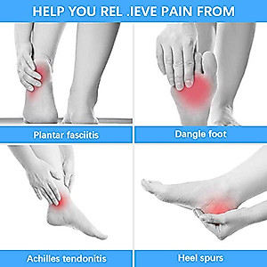 Plantar Fasciitis Night Splint Foot Drop Orthotic Brace, Adjustable Elastic Dorsal Night Splint for Plantar Fasciitis, Heel, Ankle, Arch Foot Pain, Achilles Tendonitis with Hard Spiky Massage Ball
