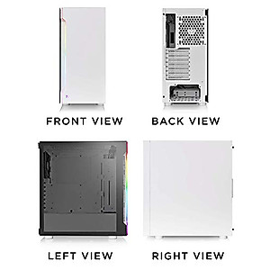 Thermaltake H200 Tempered Glass Snow Edition RGB Light Strip ATX Mid Tower Case with One 120mm Rear Fan Pre-Installed CA-1M3-00M6WN-03