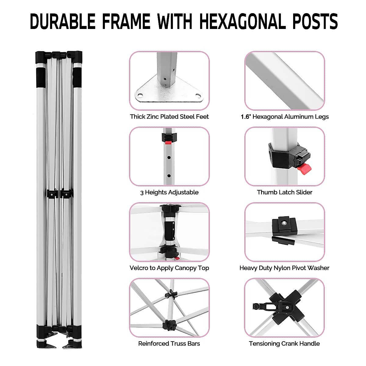 ABLEM8CANOPY Custom Canopy Tent 10x10 with Logo, Personalized Pop Up Canopy Tent with Optional Walls for Business Events, Trade Shows, Farmers Market, Roller Bag Included(ICE Cream)