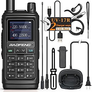 BAOFENG UV-17R Ham Radio Long Range Two Way Radio Upgrade of baofeng UV-5R Dual Band USB Charger 999 Channels Hands Free VOX Walkie Talkies for Adults with 771 Antenna Earpiec Flashlight Battery