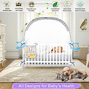 Crib Tents to Keep Toddler from Climbing Out Baby Safety Crib Tent Falls and Mosquito Bites Portable Baby Tents for Baby Cribs Sturdy & Stylish Infant Crib Topper