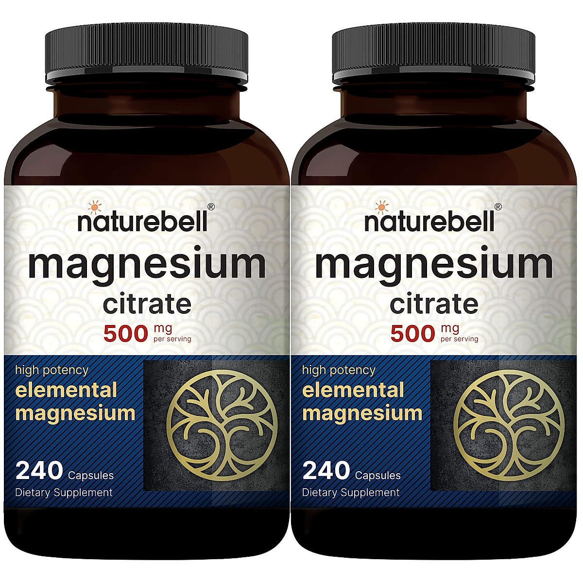 2 Pack Magnesium Citrate 500mg, 480 Capsules | High Purity Elemental Form – Extra Strength | Essential Mineral for Heart, Muscle, & Digestion Support – Non-GMO & No Gluten