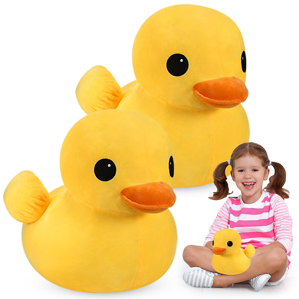 Leyndo 2 Pcs Giant Plush Yellow Duck Soft Stuffed Animal Toy Duck Stuffed Plush Pillow Animal Dolls Huggable Duck Playset Toy for Boys Girls Birthday Gift Party Sofa Decoration (8 Inch)
