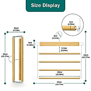 Pants Hangers Space Saving Wood Pant Hangers Multi Functional Pants Rack Non Slip Folding Pant Hangers with 360-Rotating Swivel Hook, for Pants Jeans Scarf Trouser Tie Towel Pack of 2
