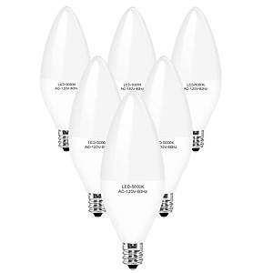 White Pigeon 4watt LED Candle Light Bulbs 40W Equivalent - 5000K Dimmable 4W B11 LED Chandelier Lightbulbs,Daylight E12 Candelabra Base 400 Lumens 120V, Pack of 6