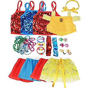 Click N' Play Princess Dress-Up Clothes for Little Girls, 25 Accessories | Toddler Pretend Play, Little Girl Toys/Gifts | Princess Dresses for Girls | Sequin Dress, Party Dress | Birthday Gift Set