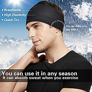 Acozycoo Mens Running Headband,5Pack,Mens Sweatband Sports Headband for Running,Cycling,Basketball,Yoga,Fitness Workout Stretchy Unisex Hairband (Black,white, green, Dark gray, Dark blue)