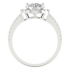 Clara Pucci 1.79ct Round Cut Solitaire halo Lab Created White Sapphire Designer Wedding Bridal art deco Anniversary Ring 14k White Gold 7