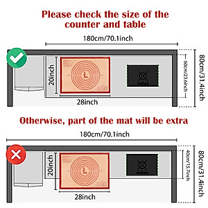 Non-slip Silicone Pastry Mat Extra Large with Measurements 28''By 20'' for Silicone Baking Mat, Counter Mat, Dough Rolling Mat,Oven Liner,Fondant/Pie Crust Mat By Folksy Super Kitchen Red
