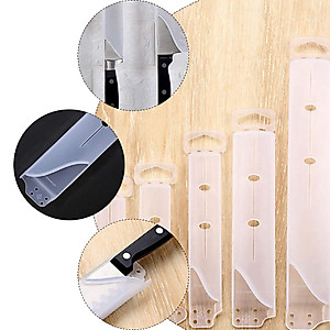 HEMOTON 6pcs Universal Knife Edge Guards Clear Plastic Durable Knife Sleeves Blades Protectors Kitchen Cutlery Knife Accessories
