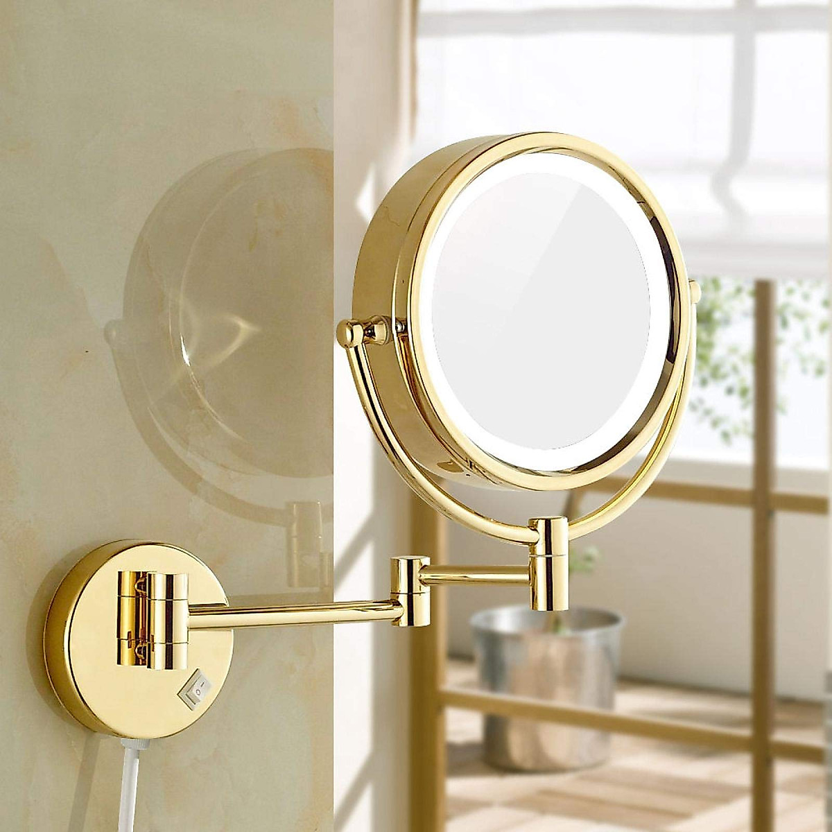 FQYYDD Illuminated Makeup Mirror 10X Magnifying Makeup Mirror With Led Light Bathroom Wall Mirror