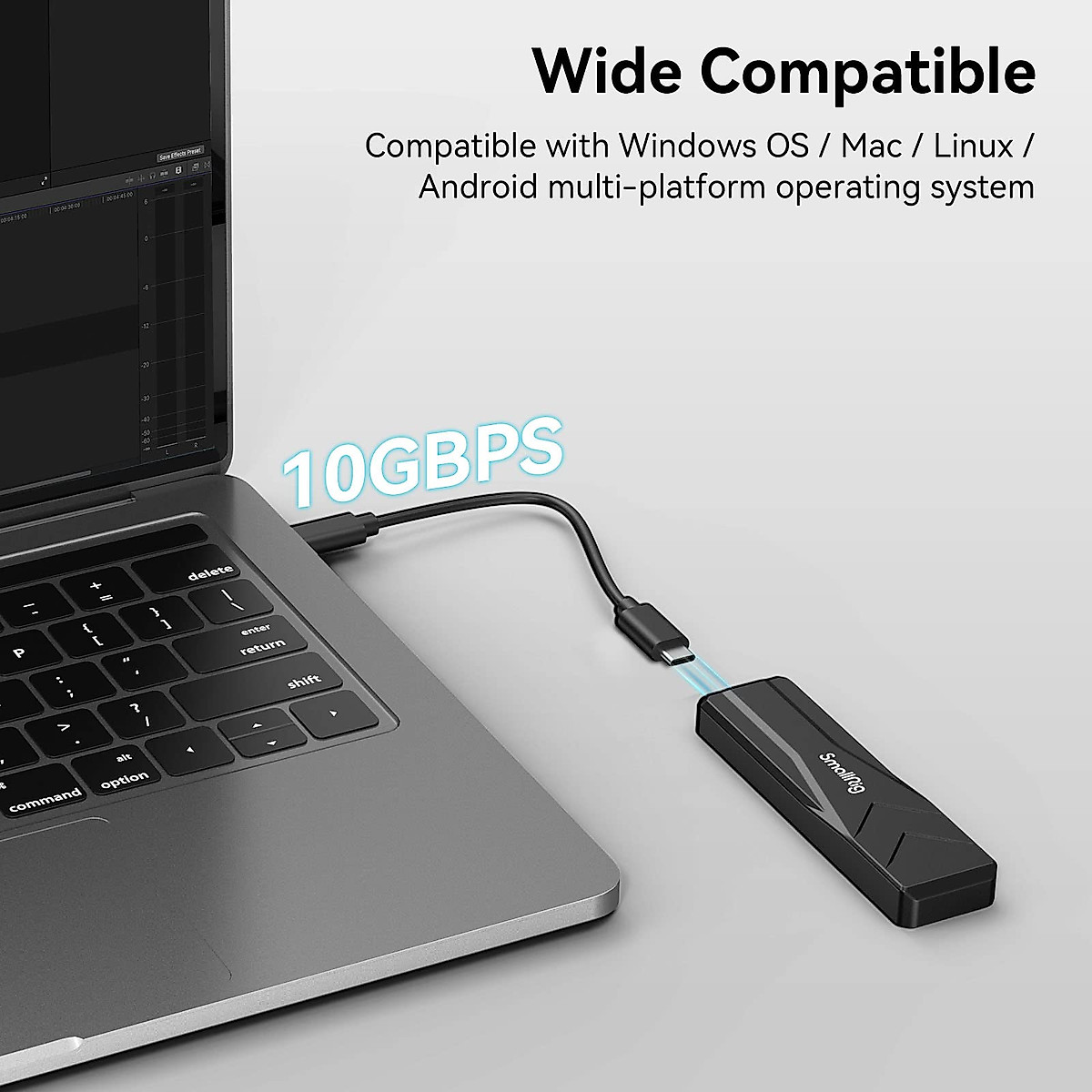 SmallRig M.2 SSD Enclosure NVME&SATA Dual-Protocol Enclosure SD-01 for Mac, Windows Linux, USB 3.1 Gen2 10Gbps, Compatible with Camera, Computer, Mobile Phones, Game Consoles - 3479