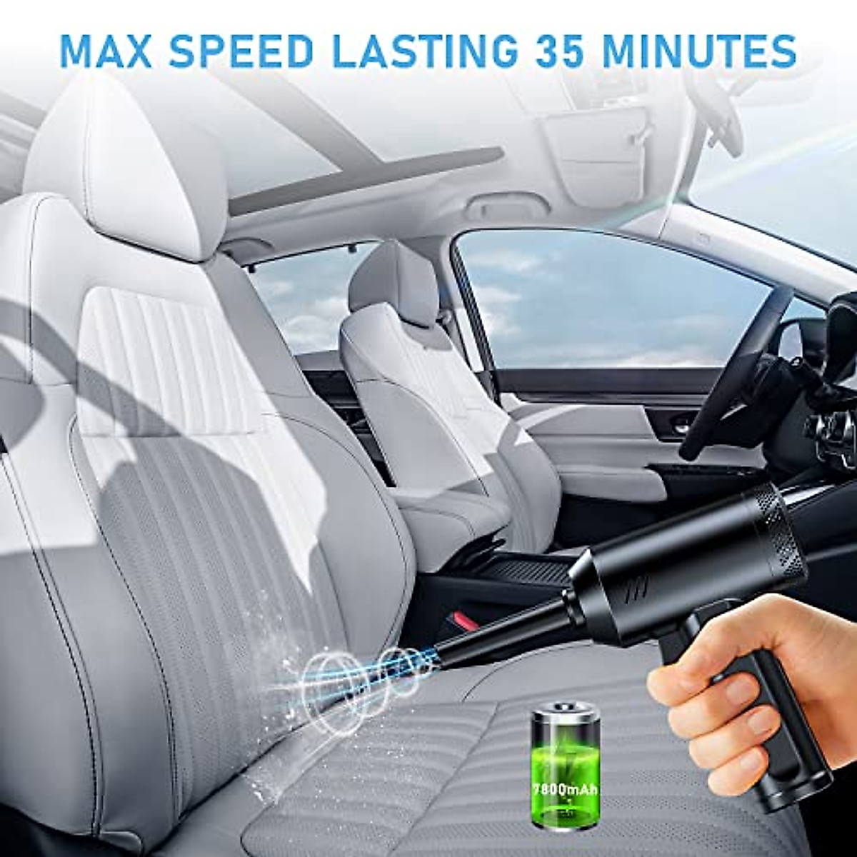 Aluan Compressed Air Duster, 83000RPM Powerful Cordless Dust Blower Stepless Speed 7800mAh Rechargeable Keyboard Cleaner Reusable Electric Air Duster, Replace Compressed Air Cans