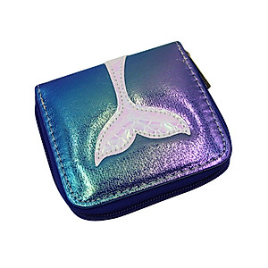 RARITYUS Mermaid Scale Purse Credit Card Holder PU Leather Wallet with Zipper for Women Girls