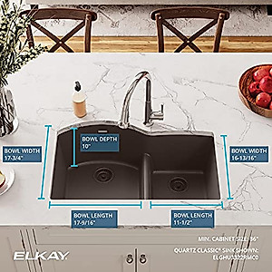 Elkay Quartz Classic ELGHU3322RMC0 Mocha Offset 60/40 Double Bowl Undermount Sink with Aqua Divide