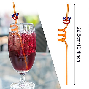 MDDRUIQI Patriotic Party Supplies Patriotic Party Accessories for Kids,24Pcs Patriotic Decorations,Patriotic Straws Decor for Outdoor Home Outside