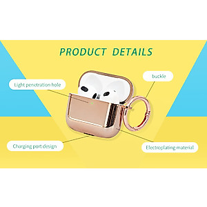 AirPods 3 Case Cover with Keychain,Mirror Plating Silicone Cover Airpods 3 Accessories with Keychain，for Women Men with Apple Airpods 3 Case 2021 (Gold)