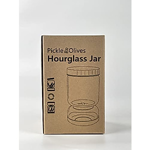 Luvan Glass Pickle Jar with Strainer Flip, 34oz Hourglass Airtight Pickle Container for Pickling, Fermenting, Canning and Storing, Leakproof Pickle Juice Separator Jar for Pickle, Olive and Jalapenos