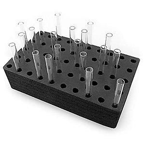 Polar Whale Test Tube Rack Black Foam Storage Rack Organizer Stand Transport Holds 50 Tubes Fits up to 10mm Diameter