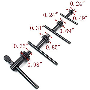Chrome Vanadium Steel Drill Chuck Wrench 4 Pieces Drill Press Replacement Drill Chuck Keys Kit