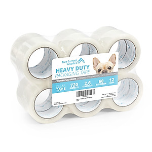12 Pack Heavy Duty Packaging Tape, Clear Packing Tape Designed for Moving Boxes, Shipping, Office, Commercial Grade 2.7mil Thick, 60 Yard Length, 720 Total Yards
