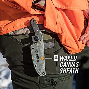 Gerber Gear Downwind Drop Point - Hunting Knife with Sheath for Camping & Hunting Gear - Olive