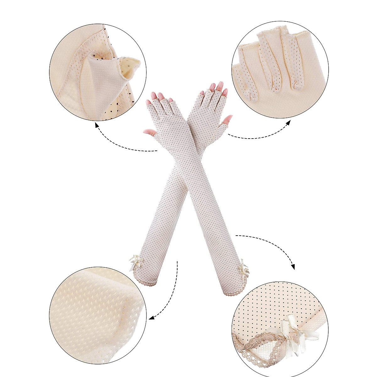 2 Pairs Women UV Sun Protection Driving Gloves Touchscreen Cotton Arm Sun Block Gloves for Outdoor Sports Summer Supplies (Color Set 4)