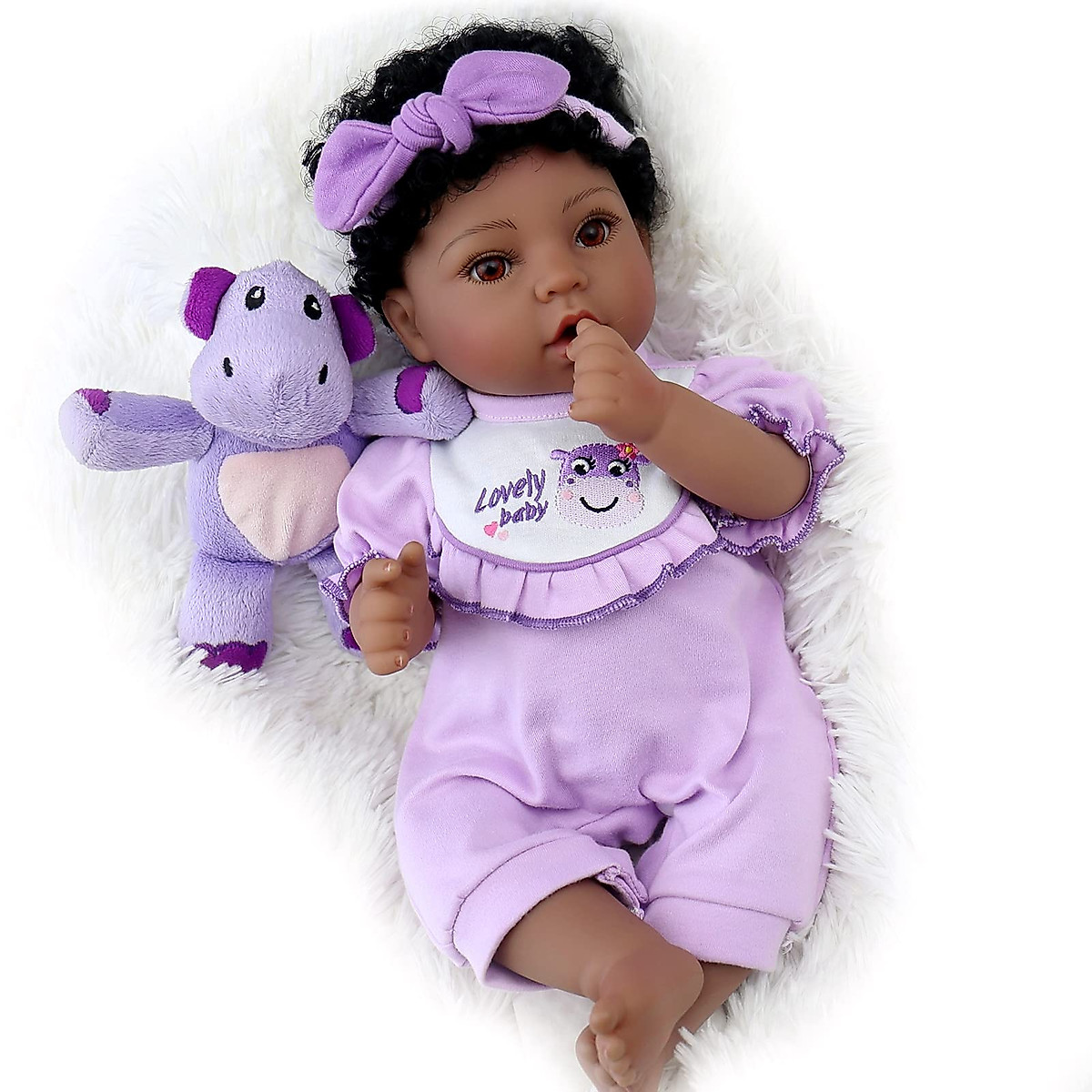 Aori Reborn Baby Dolls Black -18 inch African American Lifelike Newborn Girl Doll, Realistic Soft Posable Limbs and Weighted Body